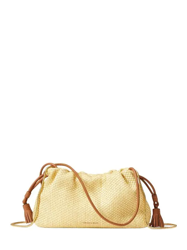 Veronica Beard Small Raffia Stash Bag - Beige/hazelwood