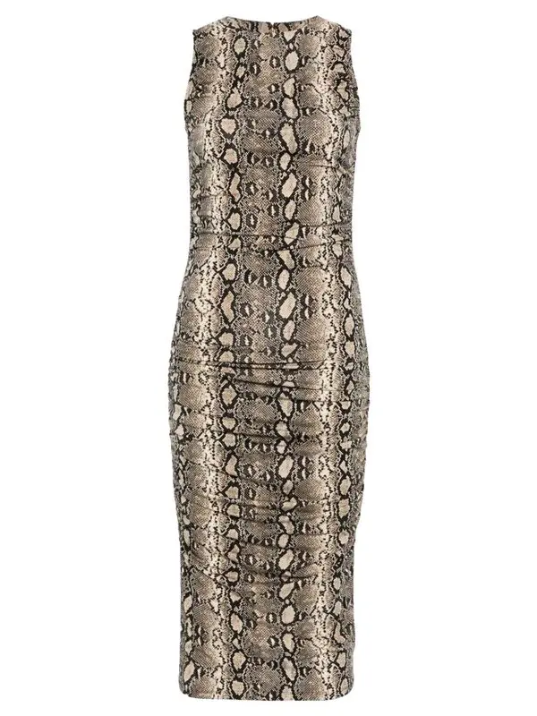 Michael Kors Snakeskin Print Cocktail Dress - Beige