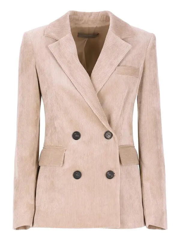 D.exterior Corduroy Double-breasted Blazer - Beige