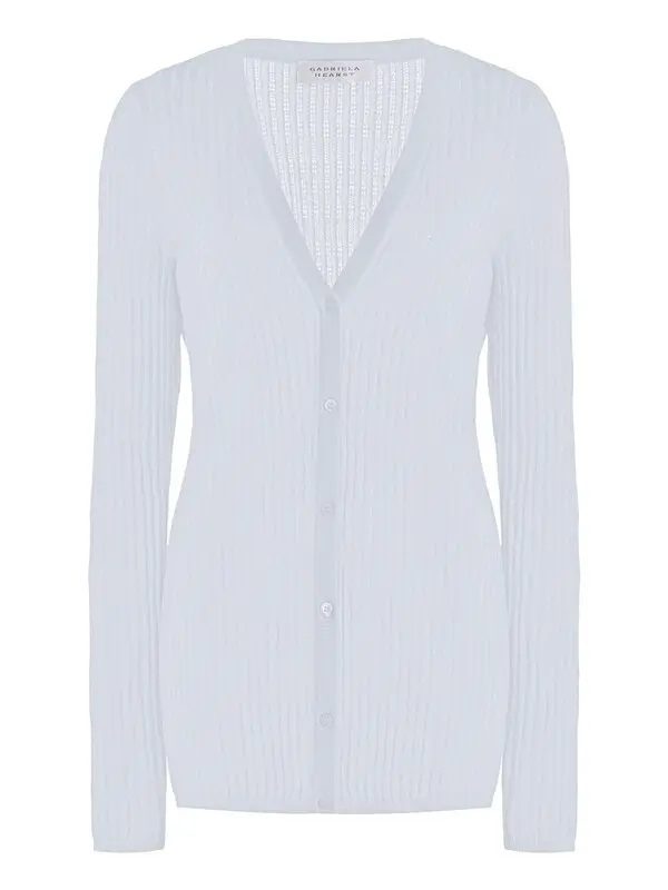 Gabriela Hearst Emma Pointelle Knit Cardigan In Cashmere Silk - Light Blue