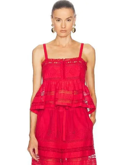 Isabel Marant Étoile Denys Top With Lace Detail - Red