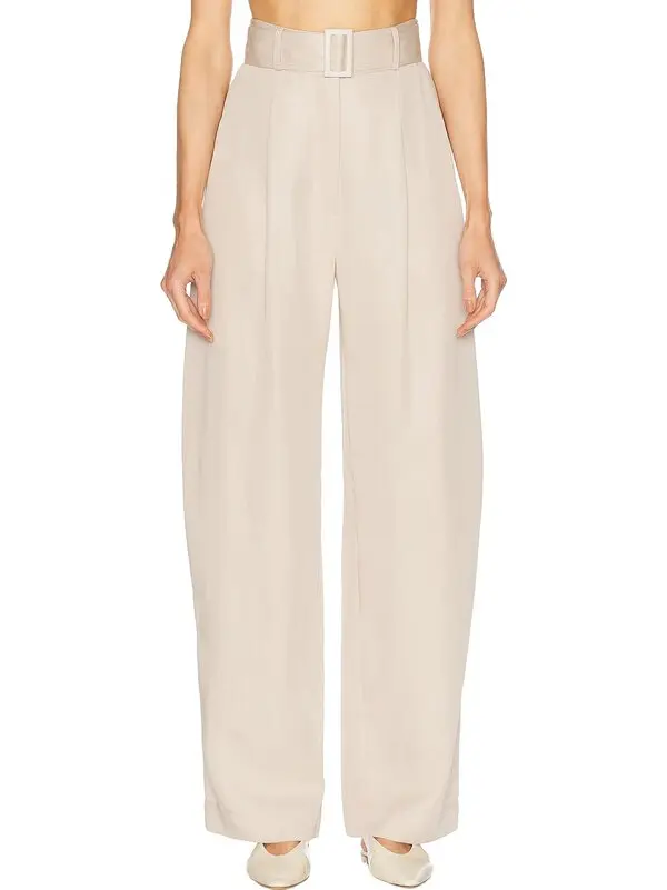 Matthew Bruch Pleated Barrel Trouser - Bone Tencel