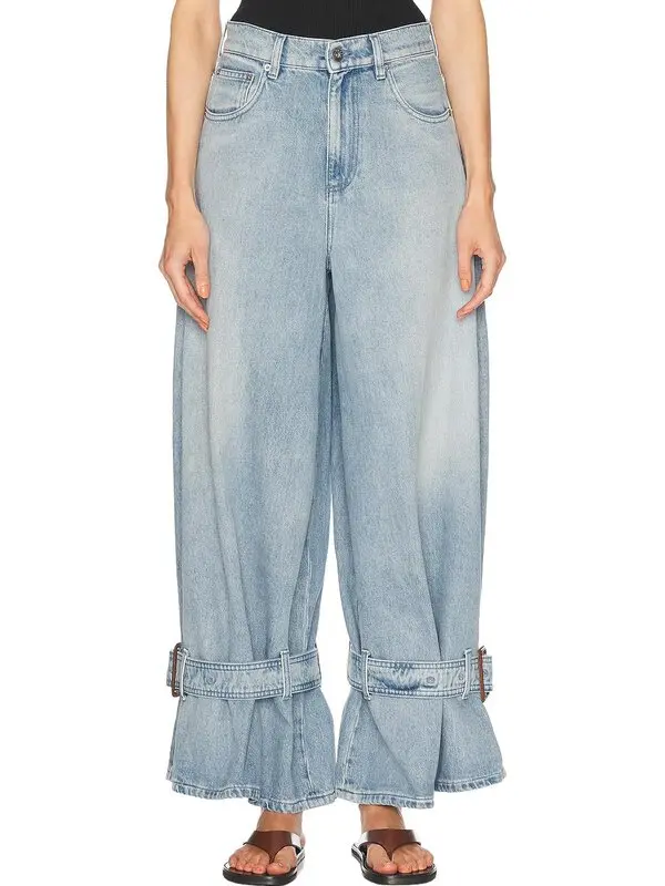 JW Anderson Buckle Wide Leg Jeans - Light Blue