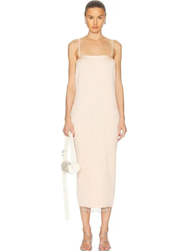 JIL SANDER Beaded Rib Knit Dress - Pink Salt