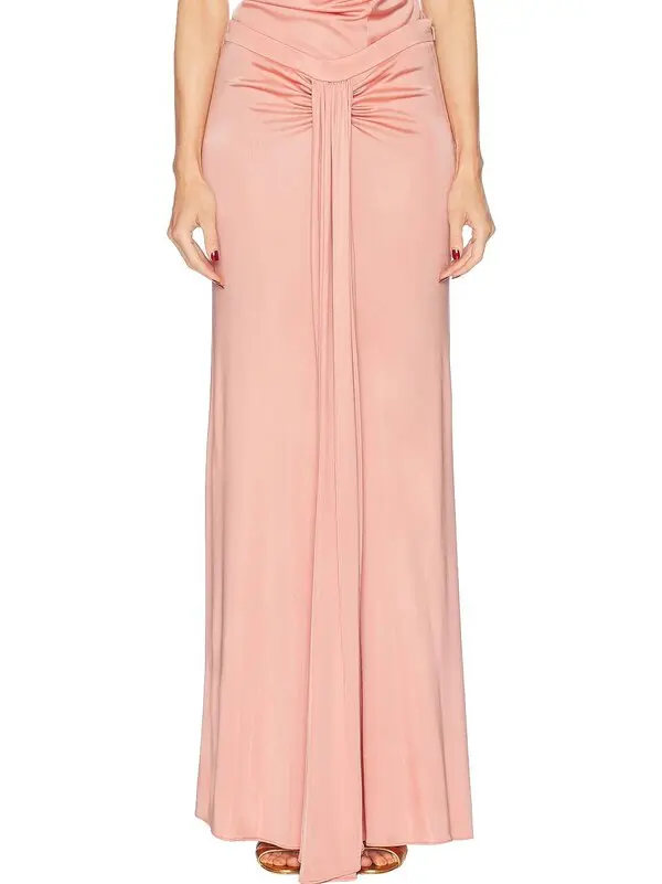 TOM FORD Textured Lustrous Long Skirt - Dark Antique Pink