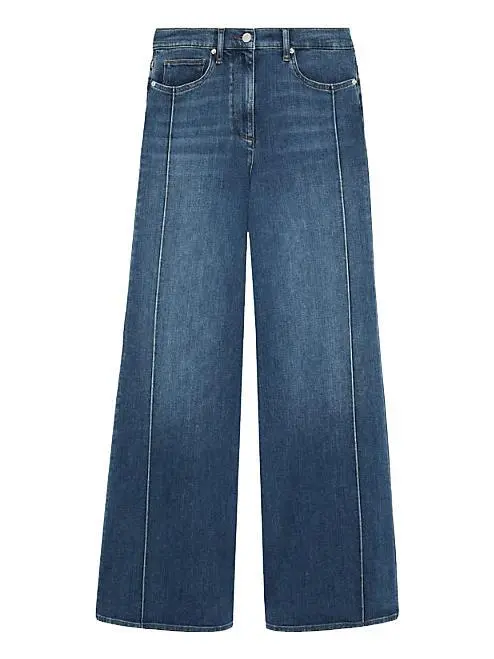 REISS Heather Wide-leg High-rise Stretch-denim Jeans - Mid Blue