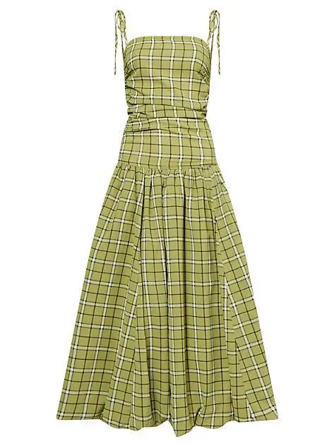 AMY LYNN Plaid Woven Midi Dress - Green