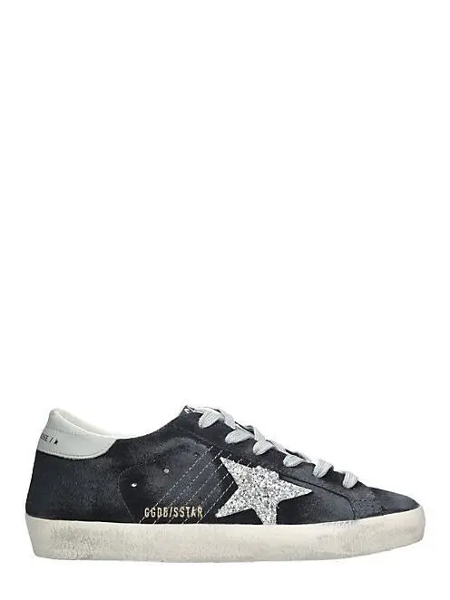 GOLDEN GOOSE Super Star Branded Suede Low-top Trainers - Navy
