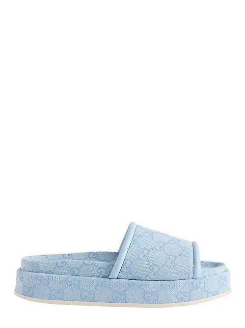 Gucci Gg Platform Canvas Sandals - Eden Light Blue