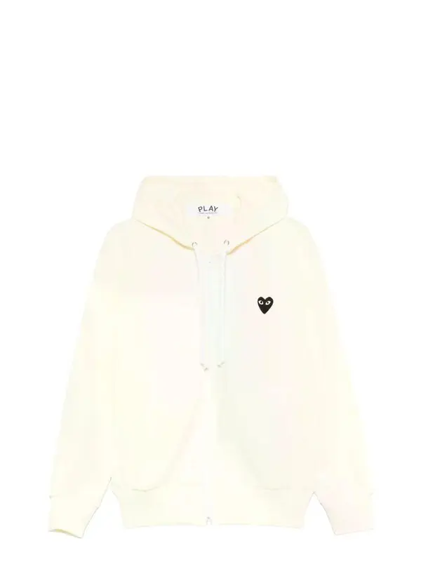 Play Comme Des Garcon Large Heart-print Zip-up Hoodie - Neutrals