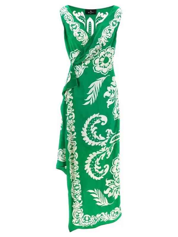 Etro Floral-print Midi Dress - Green