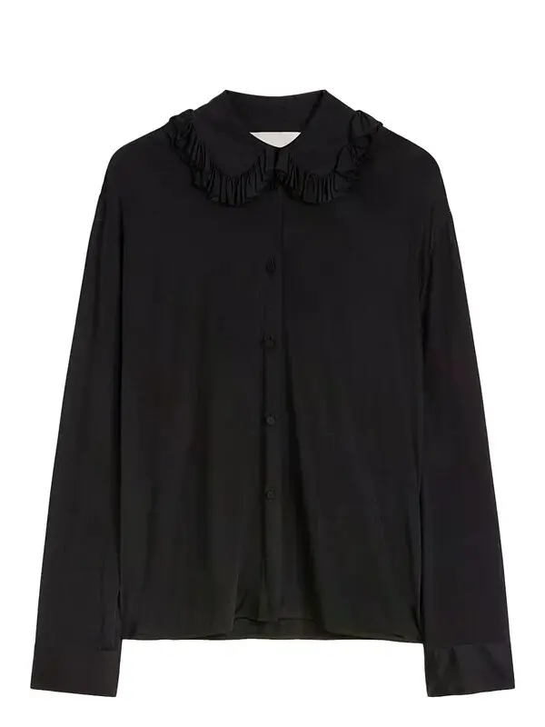 JIL SANDER Ruffle-collar Shirt - Black