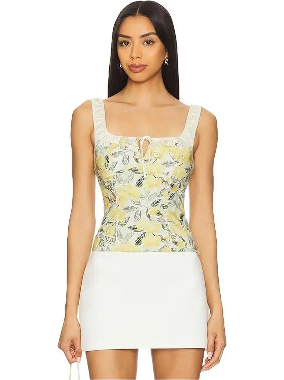 Astr The Label Milkmaid Floral Top - Lemon Floral