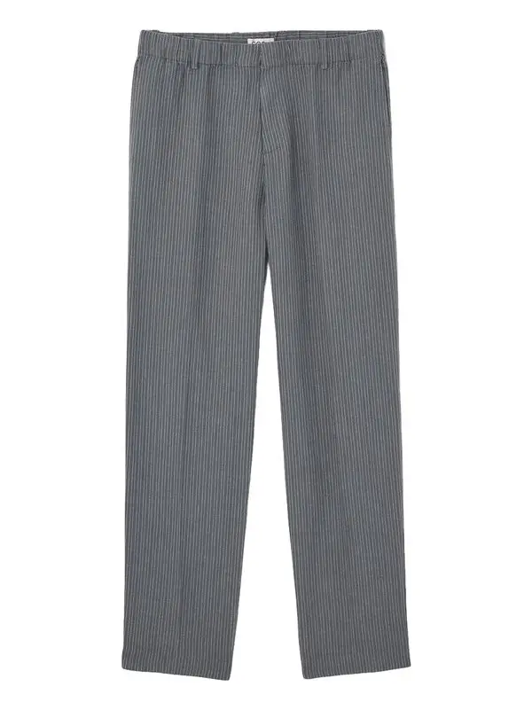 Cos Elasticated Linen Straight-leg Pants - Gray