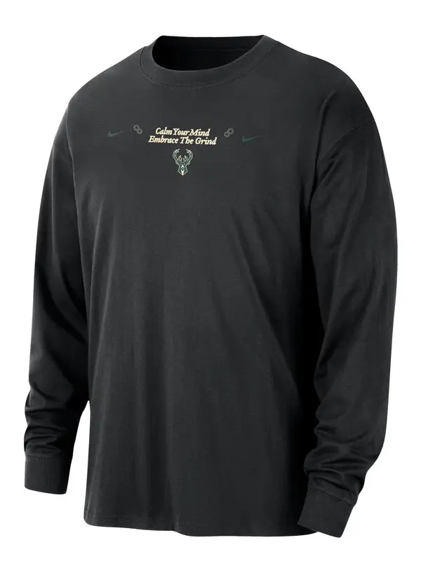 Nike Milwaukee Bucks Courtside Nba Max90 Long-sleeve T-shirt - Black