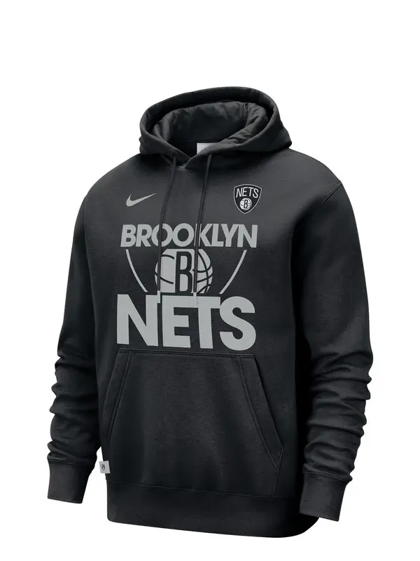 Nike Brooklyn Nets Club Courtside Nba Pullover Hoodie - Black