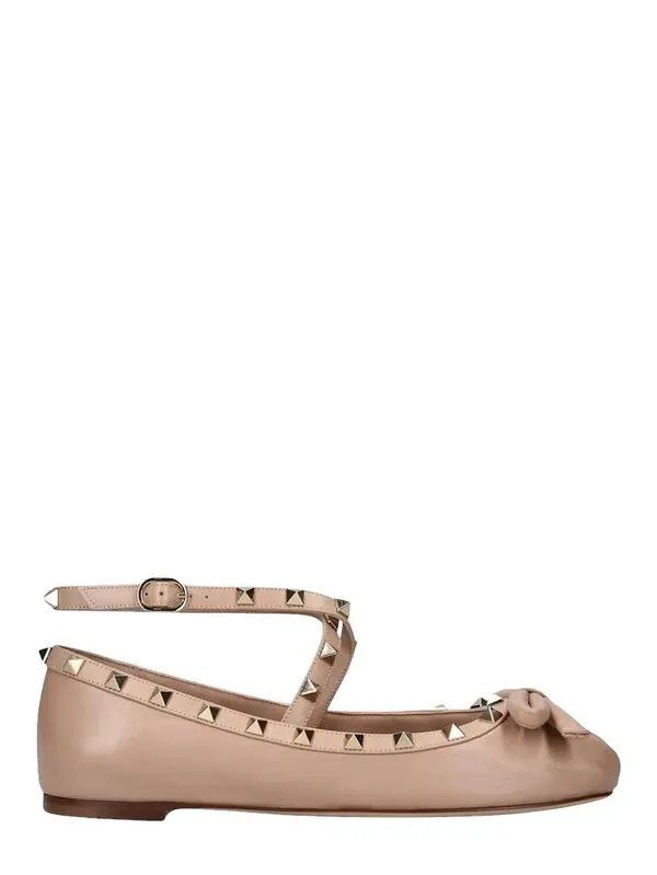 Valentino Garavani Rockstud Leather Ballet Flats - Blush