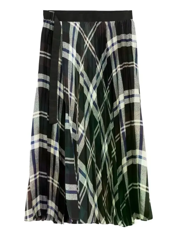 Sacai Checked Midi Skirt - Brown