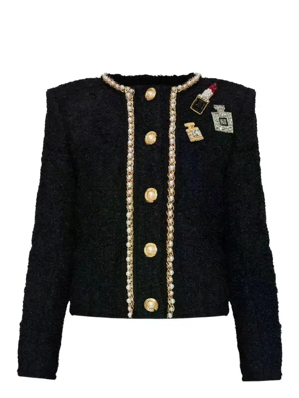 Balmain Patch-detail Tweed Jacket - Black