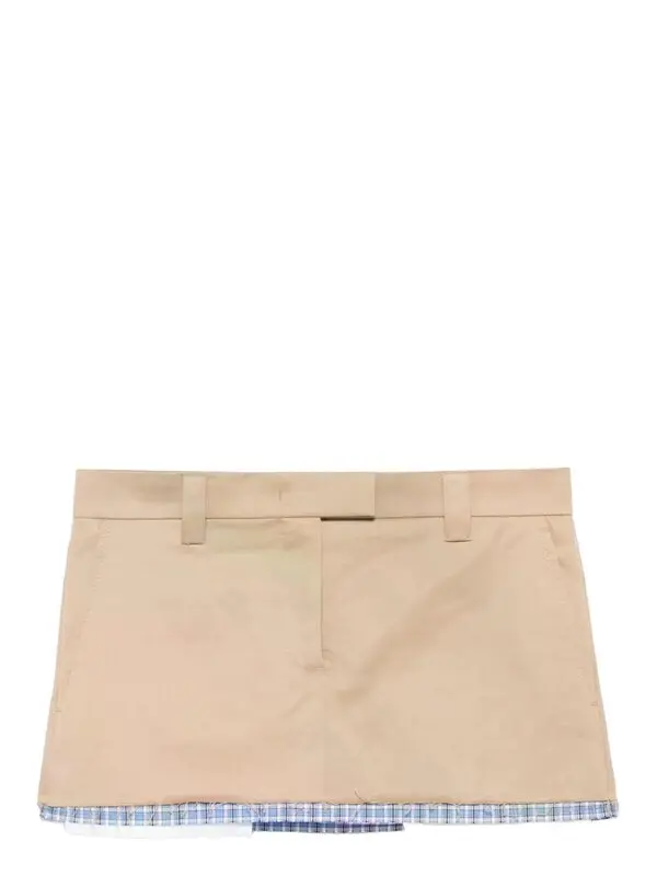 Miu Miu Contrasting-trim Mini Skirt - Neutrals