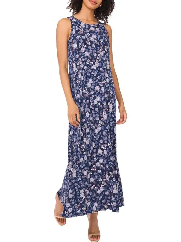 Vince Camuto Floral Print Sleeveless Maxi Dress - French Blue