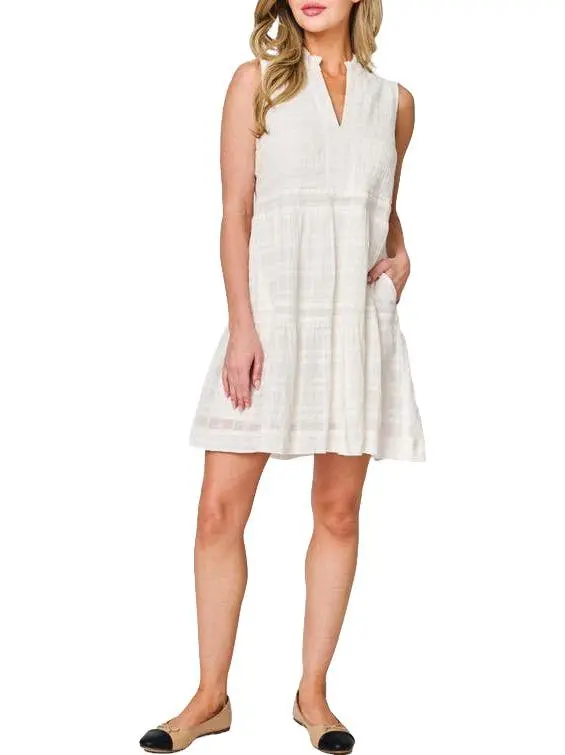 GIBSONLOOK Sleeveless Cotton Trapeze Dress - White