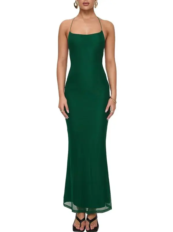 Princess Polly Malvern Mesh Halter Maxi Dress - Green