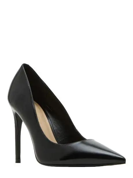 Steve Madden Leather Pointed Toe Pumps - Black Leather