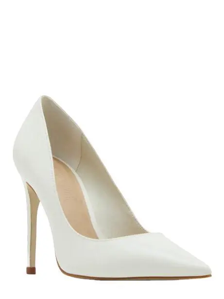 Steve Madden Leather Pointed Toe Pumps - White Leather