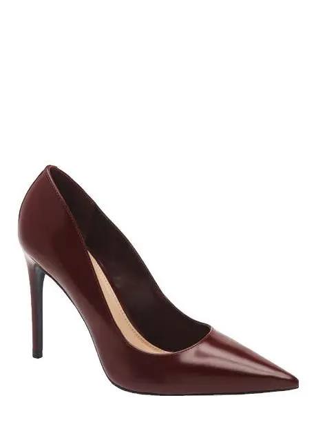 Steve Madden Leather Pointed Toe Pumps - Wine Leather