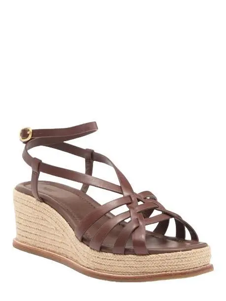 Paige Jill Ankle Strap Espadrille Platform Wedge Sandals - Mahogany