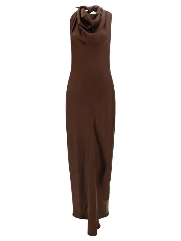 Loewe Silk Halterneck Dress - Brown