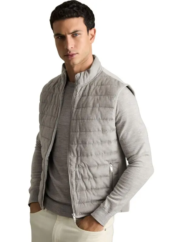 REISS Field Brushed Jersey Quilted Gilet - Grey