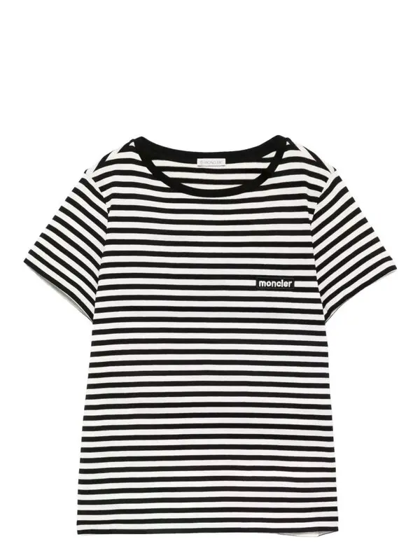 Moncler Striped Cotton T-shirt - Black