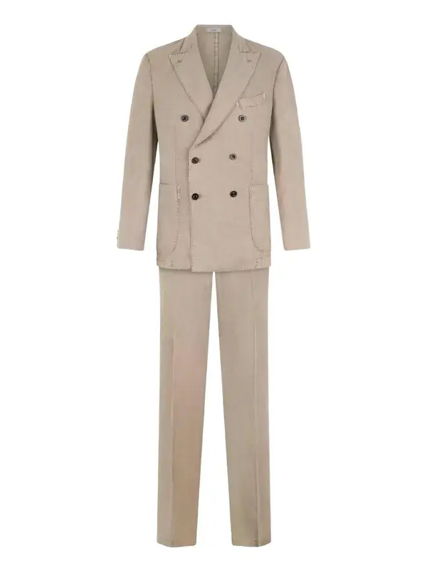 Boglioli Double-breasted Linen Suit - Neutrals