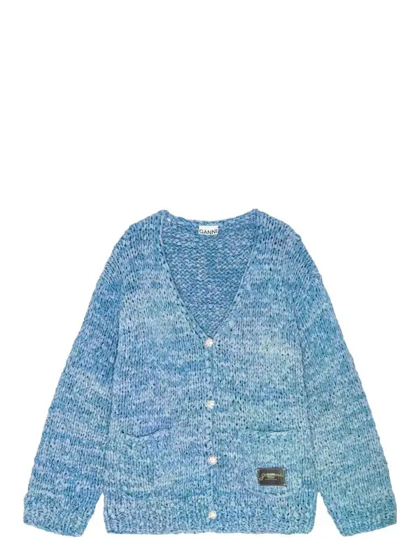 GANNI Speckle-knit Cardigan - Blue