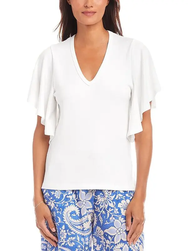 Karen Kane Flutter Sleeve Top - Off White