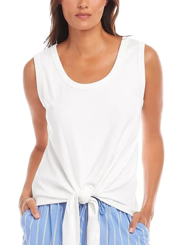 Karen Kane Tie Front Tank Top - Off White