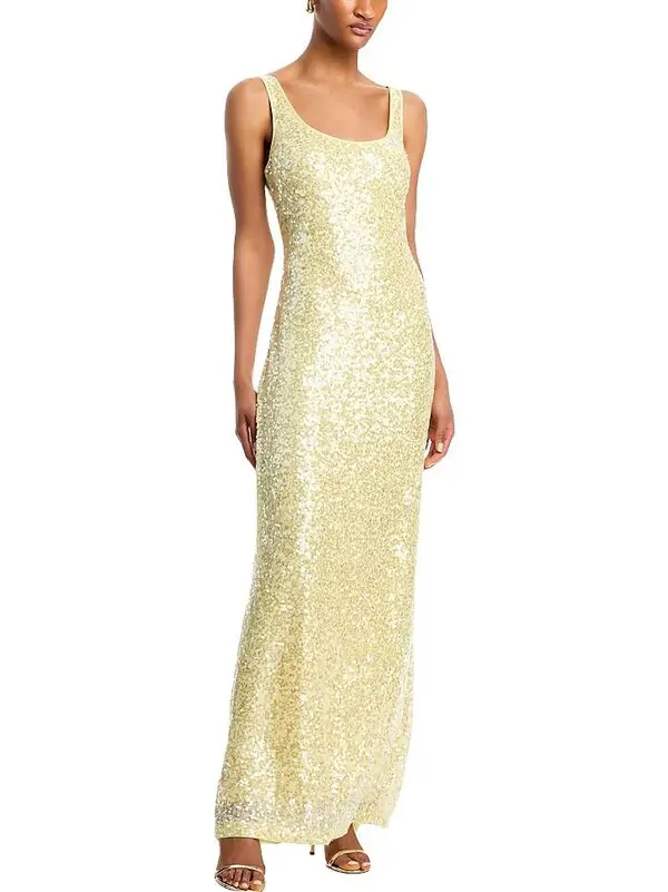 MILLY Tatum Stretch Sequined Dress - Yellow