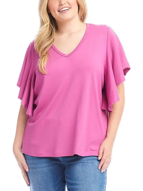 Karen Kane Flutter Sleeve Top - Tulip