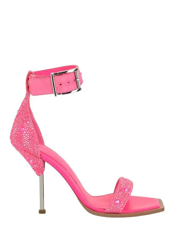 Alexander McQueen Crystal-embellished Heel Sandals - Pink/silver