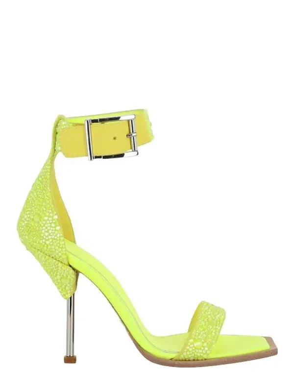 Alexander McQueen Crystal Embellished Heel Sandals - Yellow/silver