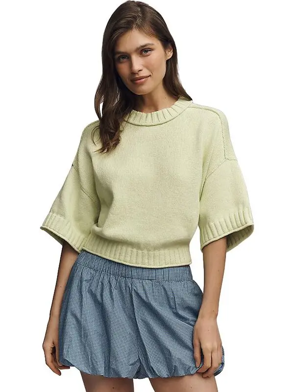 Anthropologie Goldie Cotton Crew-neck Sweater - Matcha