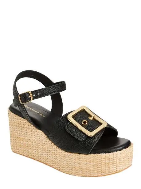 CHOCOLAT BLU Jenis Platform Wedge Sandals - Black Leather
