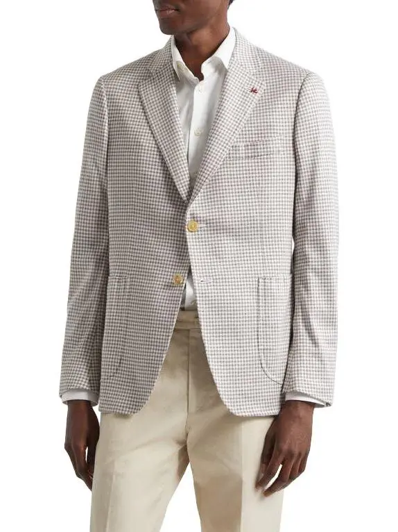 Isaia Capri Houndstooth Sport Coat - Bianco Ott