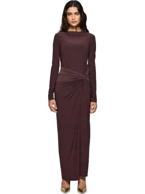 DASKA Athena Twist Maxi Dress - Chocolate