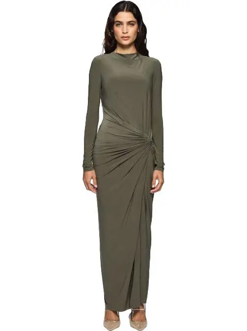 DASKA Athena Twist Maxi Dress - Olive