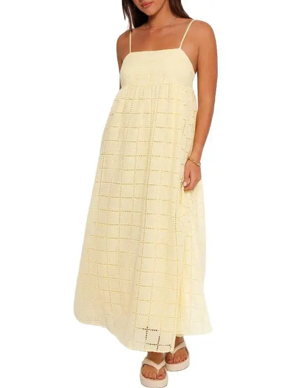 PETAL & PUP Aliyah Cotton Eyelet Maxi Dress - Butter Yellow