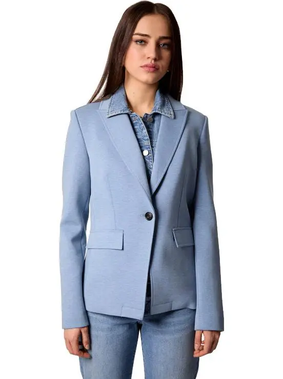 BLUE REVIVAL Helen Blazer With Removable Denim Insert - Heather Blue