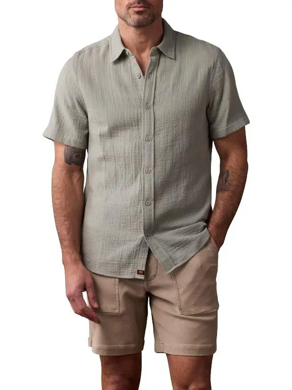 THE NORMAL BRAND Kalo Cotton Gauze Short Sleeve Button-up Shirt - Juniper